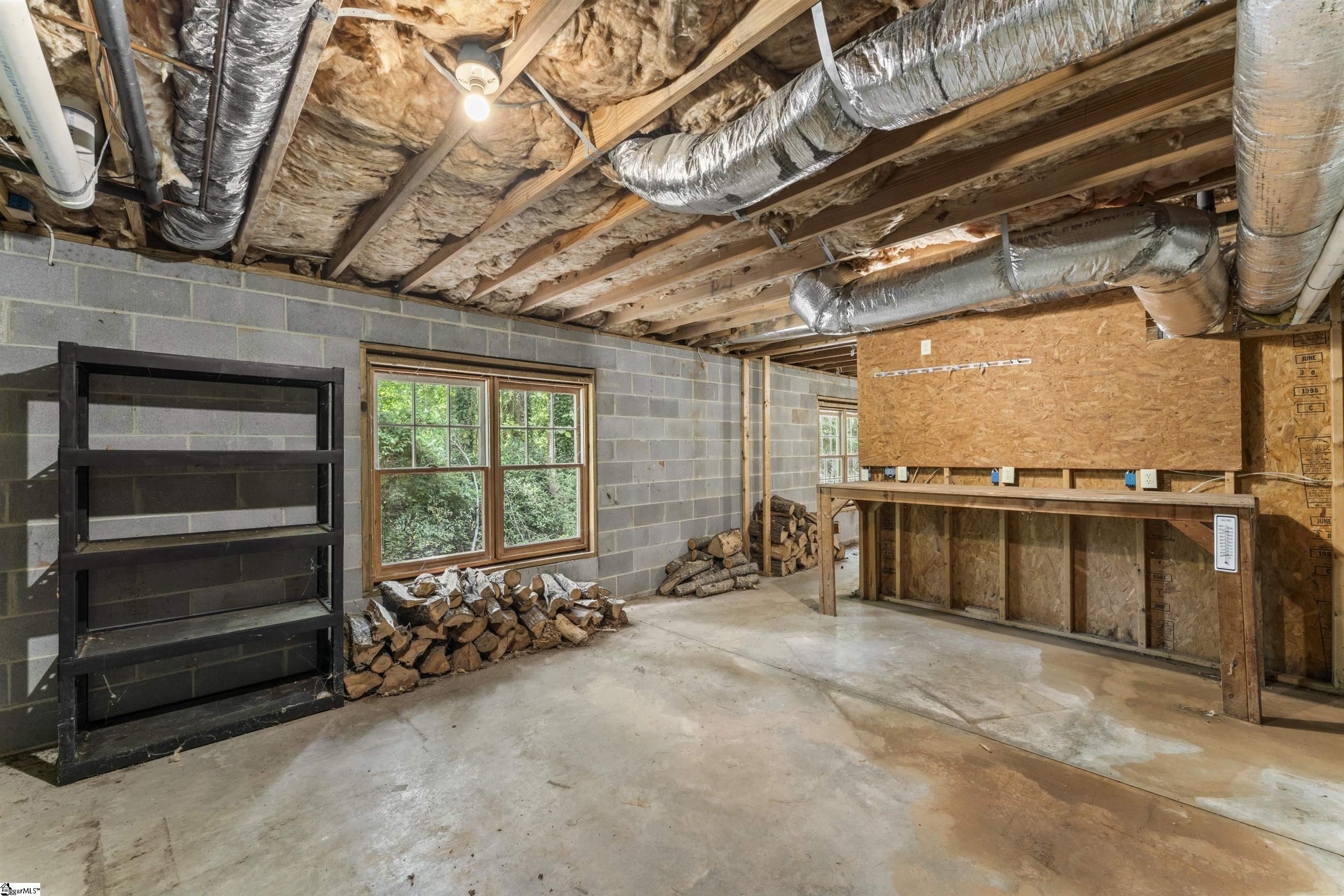unfinished basement playroom